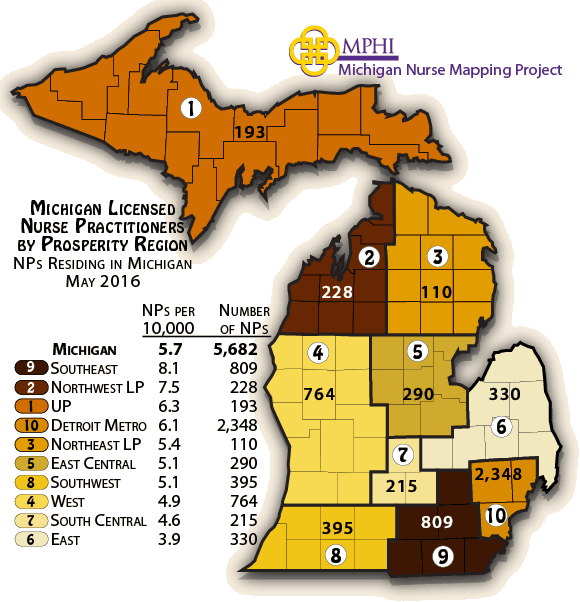 Michigan Nurse Mapping: Licensed Nurse Practitioners by County ...