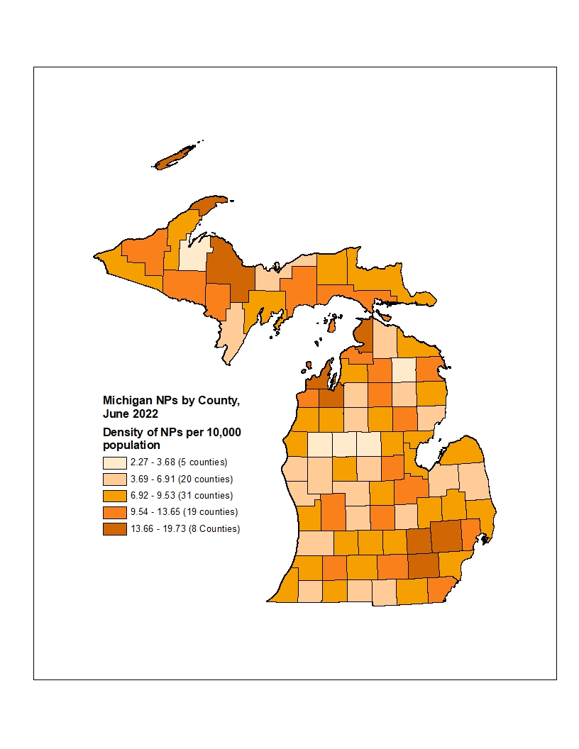 Michigan Nurse Mapping: Michigan Licensed Nurse Practitioners by ...