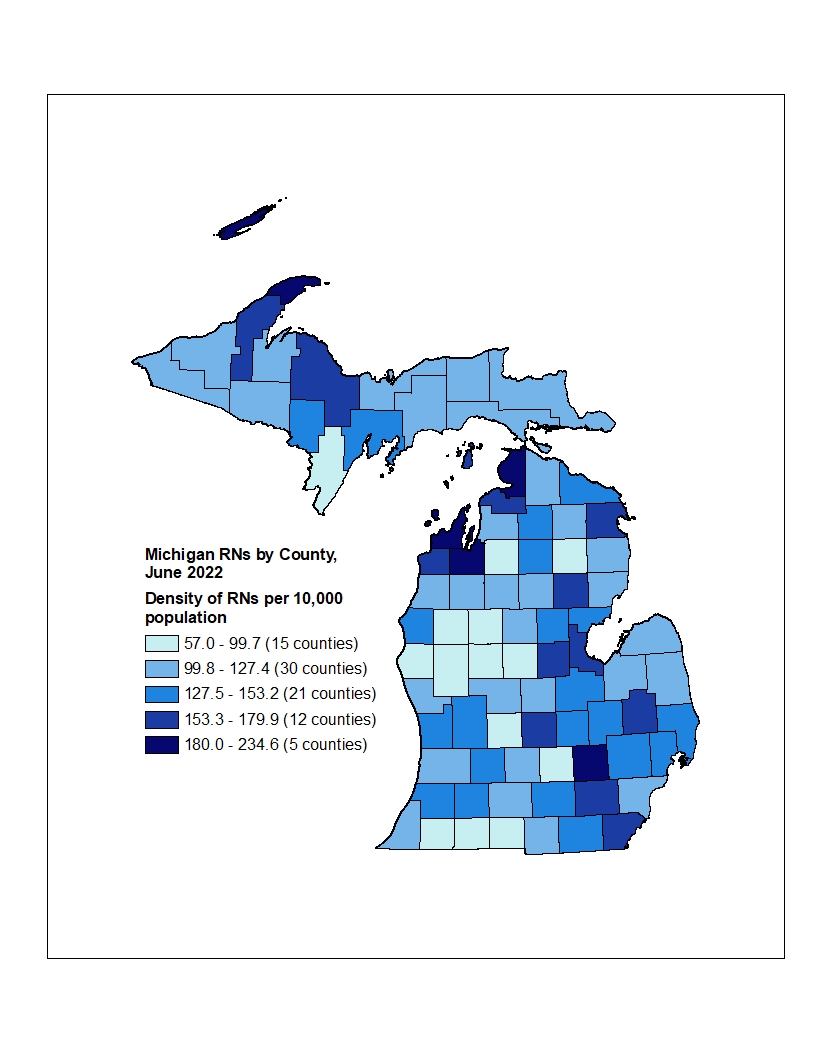 Michigan Nurse Mapping: Michigan Licensed RNs by Prosperity Region and ...