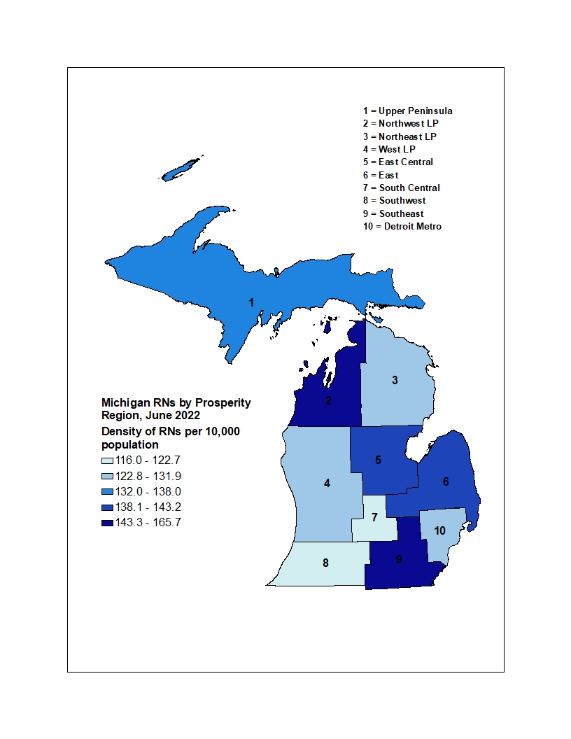 Michigan Nurse Mapping: Michigan Licensed RNs by Prosperity Region and ...